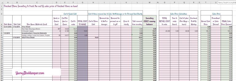 How To Track Your Finished Items Inventory Using Spreadsheets - The ...
